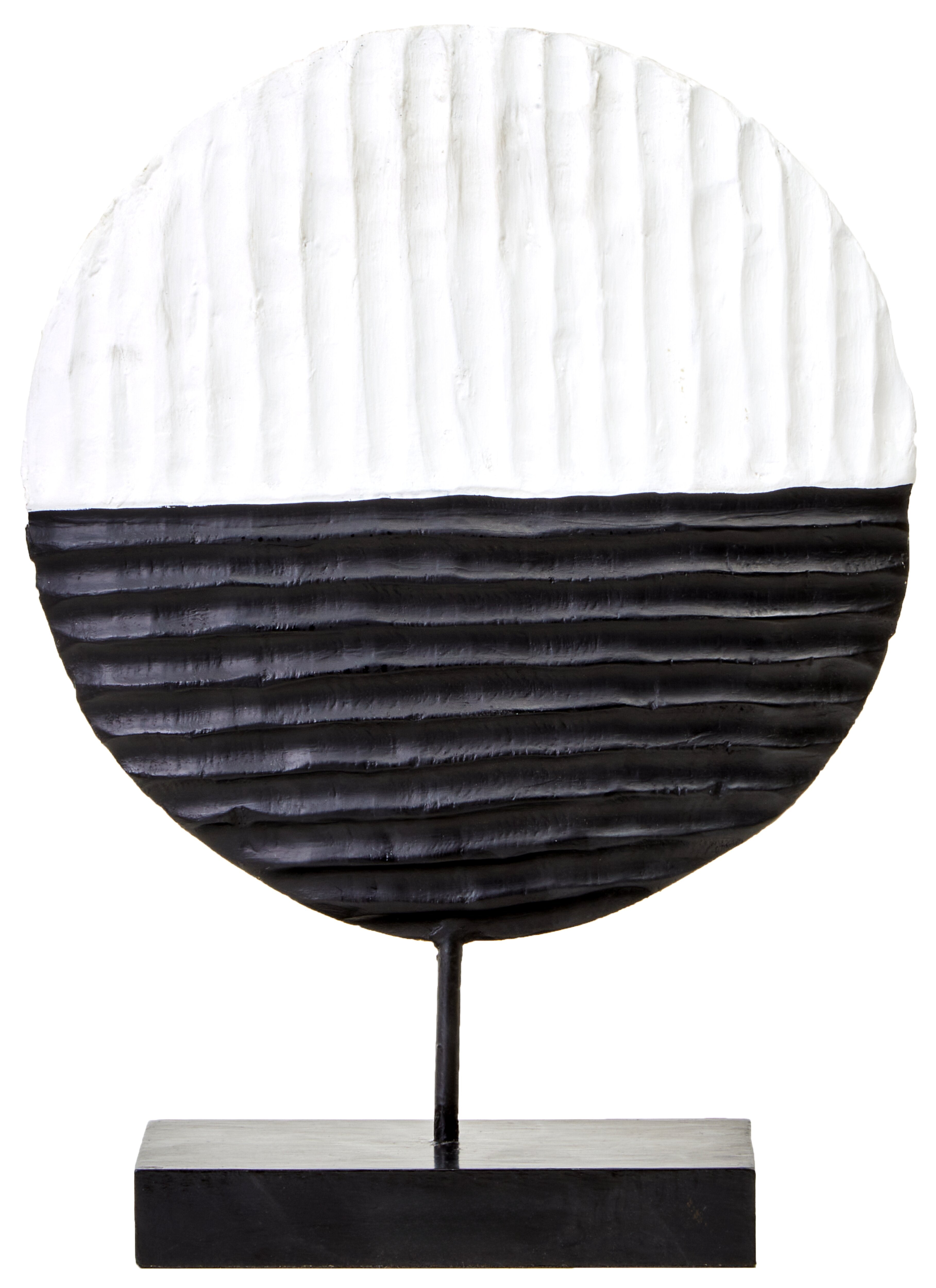 Fidel Black and White Mango Wood Round Sculpture