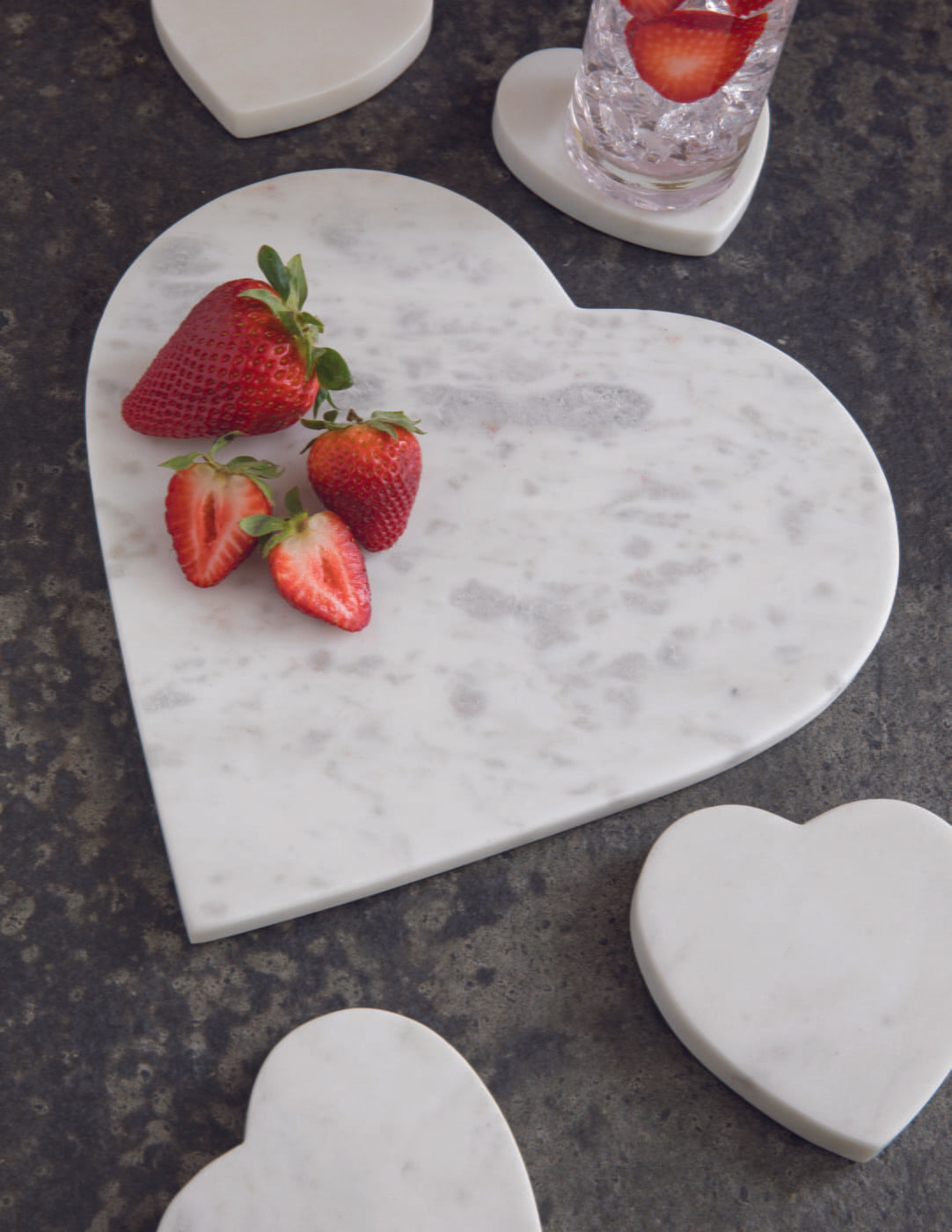White Marble Heart Board